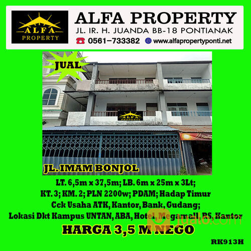 Alfa Property Ruko Imam Bonjol Hadap Timur Cocok Kantor, Bank, Gudang ...