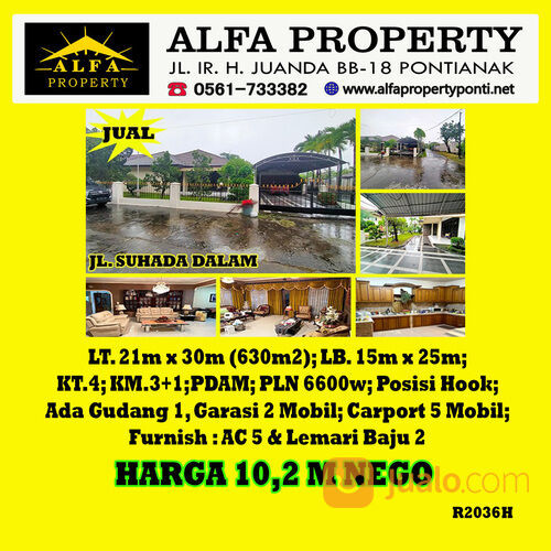 Alfa Property Rumah Mewah Suhada Dalam Lebar 21 meter Posisi Hook Carport 5 Mobil Kota Pontianak ...