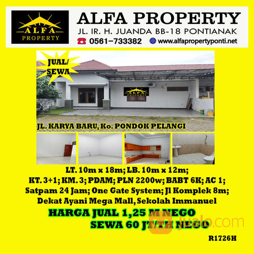 Alfa Property Rumah Pondok Pelangi Karya Baru Kota Pontianak di Kota ...