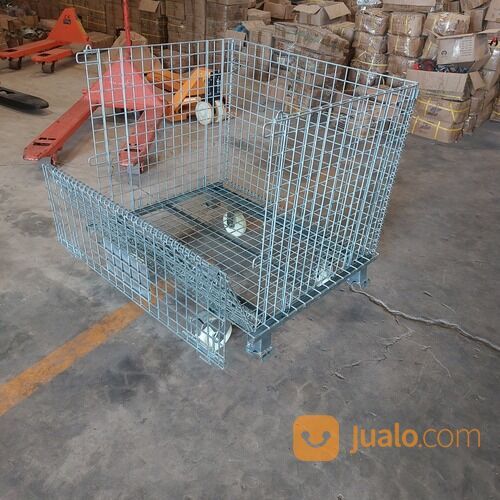 Pallet mesh besi tempat penyimpan keranjang barang dengan roda di Kab ...