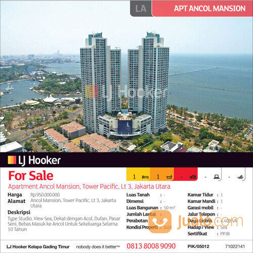 Apartemen Ancol Mansion Tower Pasific Lantai 3, Ancol, Jakarta Utara di ...