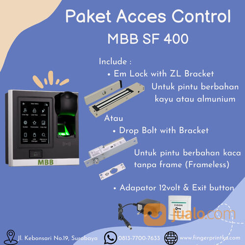 Akses Kontrol Pintu System RFID Fingerprint ZKTeco MBB SF 400 di Kota ...