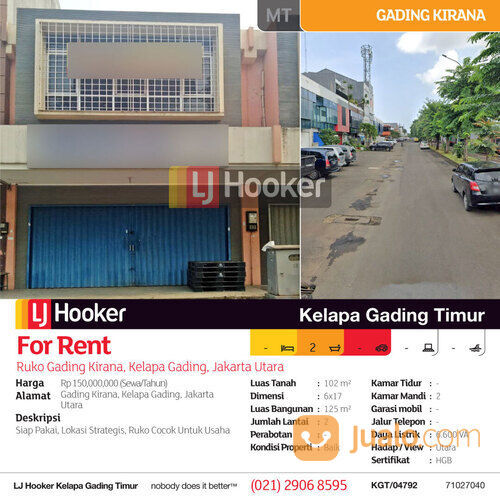 Ruko Gading Kirana Kelapa Gading, Jakarta Utara di Kota Jakarta Utara ...