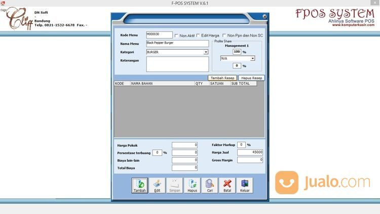 Aplikasi Program Kasir Resto Cafe Rumah Makan di Kota Bandung, Jawa ...