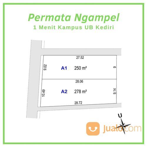 Tanah Patok Ukur Resmi BPN 6 Menit Kampus UB PSDKU Kediri di Kota ...