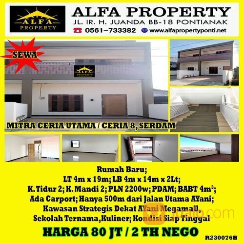 Alfa Property Rumah Sungai Raya Dalam Full Keramik 2 Lantai 2 Kamar ...