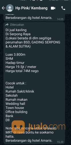 Tanah BSD Raya Tangerang di Kota Tangerang Selatan, Banten | Jualo.com