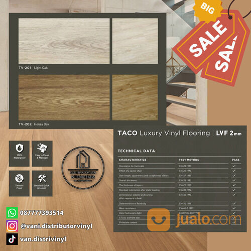 TACO Lantai Vinyl Kayu Ukuran P. 91,4cm x L. 15,2cm Tebal 2mm di Kota ...