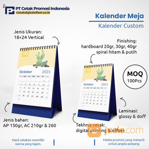 Cetak Kalender Meja Mini Aesthetic Calendar Custom Ukuran 18 x 24 cm ...