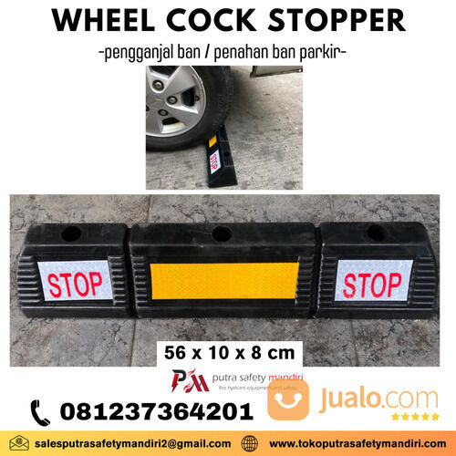 WHEEL COCK STOPPER RUBBER PENAHAN BAN PEMBATAS PARKIR STIKER STOP 56 x ...
