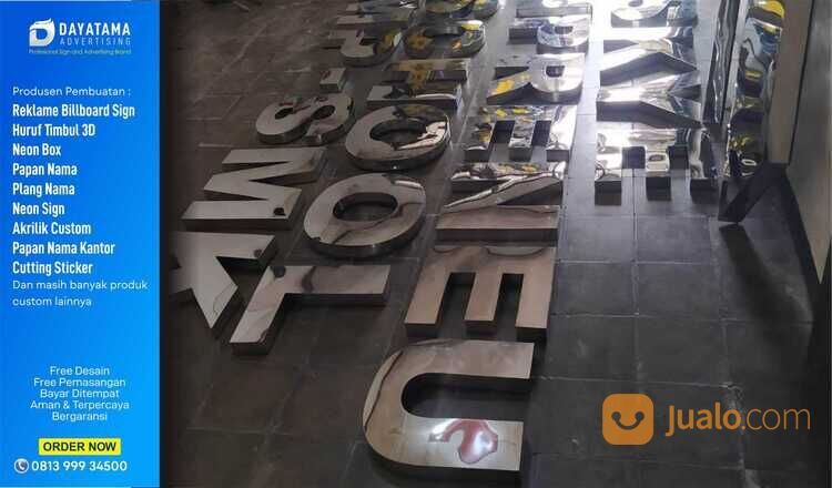 Sign Board Neon Box Akrilik dan Huruf Timbul Stainless Steel di Kota ...