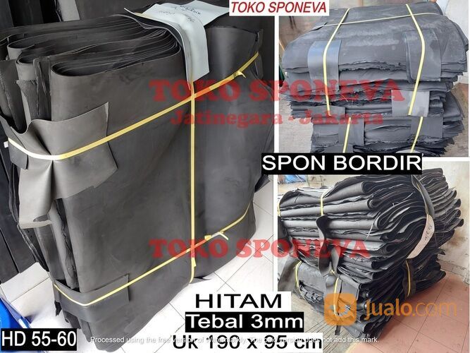 Spon Bordir Timbul HITAM 3 D - tebal 3mm - Mudah Sobek & renyah / Spon ...