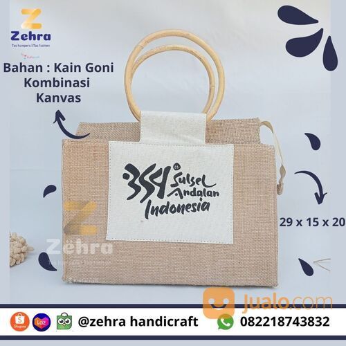 Tas Goni Kombinasi Kanvas Putih Custom Gambar atau Nama / Tas Hampers ...