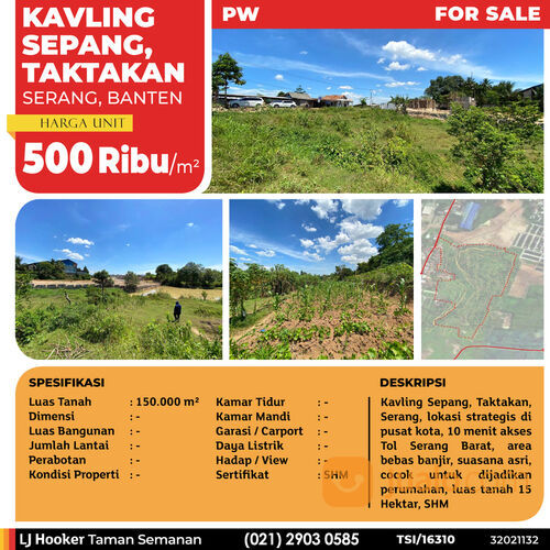 Kavling Sepang, Taktakan, Serang, 150.000 m², SHM di Kota Serang ...