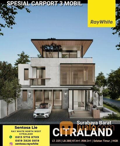 Rumah Raya Citraland Utama Surabaya Mewah SPESIAL Carport 3 Mobil LUAS ...