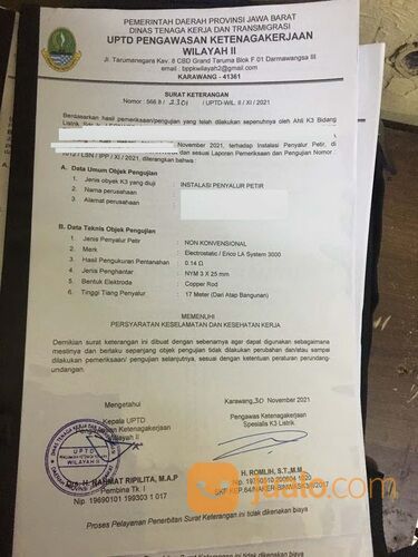 Jasa Penerbitan Surat Izin Layak Operasi Penangkal dan Penyalur Petir ...