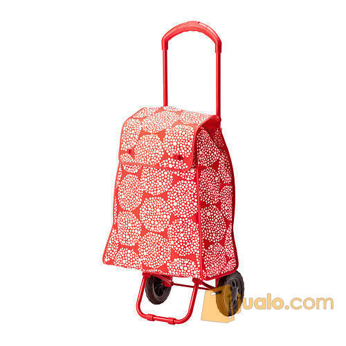 IKEA KNALLA Shopping bag with wheels, Tas Belanja dg Roda, Merah Putih ...
