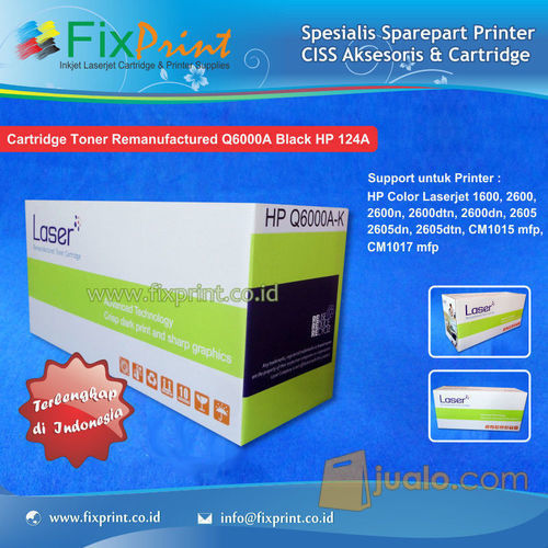 Cartridge Toner Remanufactured Q6000A Black, Printer HP Laserjet 1600 ...