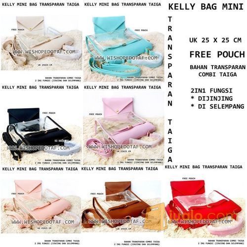 TAS KANTOR KELLY MINI BAG JELLY TRANSPARAN FREE POUCH PEACH di Kota ...