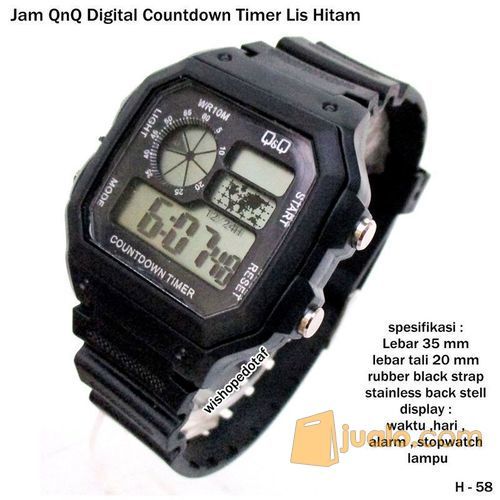 jam tangan QnQ digital countdown timer lis hitam full set di Kota ...