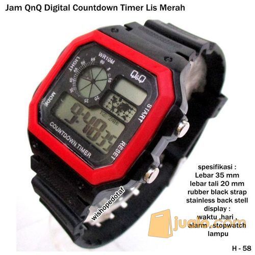 jam tangan QnQ digital countdown timer list merah full set di Kota ...