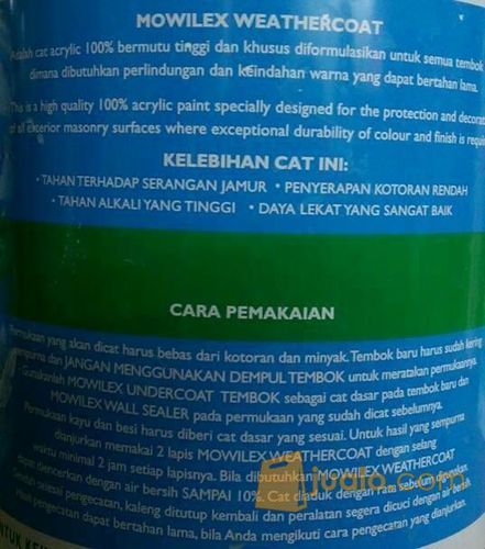 CAT MOWILEX WEATHERSHIELD PUTIH 2,5 LITER /CAT TEMBOK LUAR EXTERIOR di ...