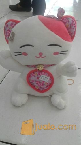 Boneka karakter hewan kucing keberuntungan dg lonceng / cat hoki with ...