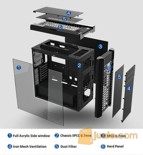CUBE GAMING SCUDER - Full Acrylic Window - 1X12CM Led Fan -Dust Filter ...