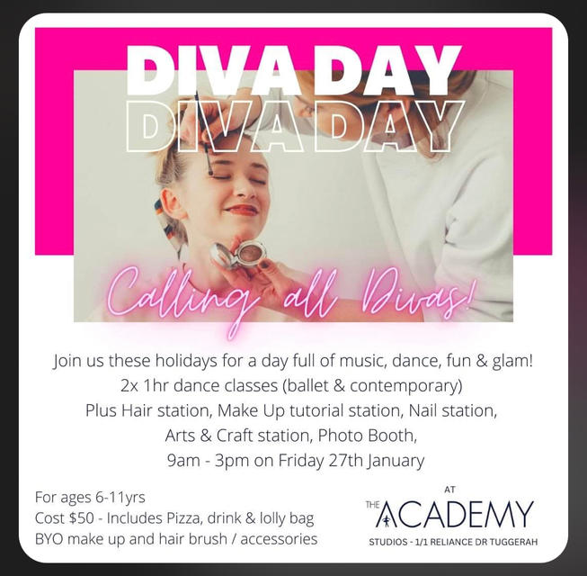 Diva Day school holiday program - Business Event By The Academy Australia