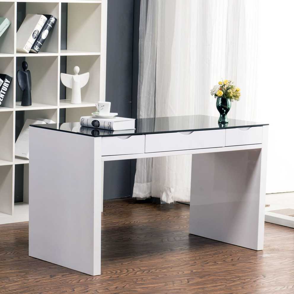 Displaying Gallery of White Finish Glass Top Desks (View 9 of 15 Photos)