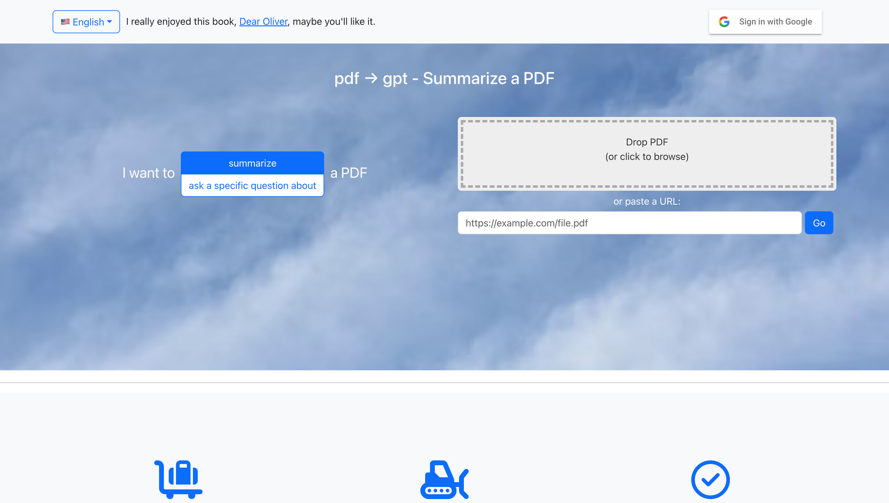 pdf → gpt - summarize large PDFs using GPT: AI Powered Summaries Platform | ThatsMyAI