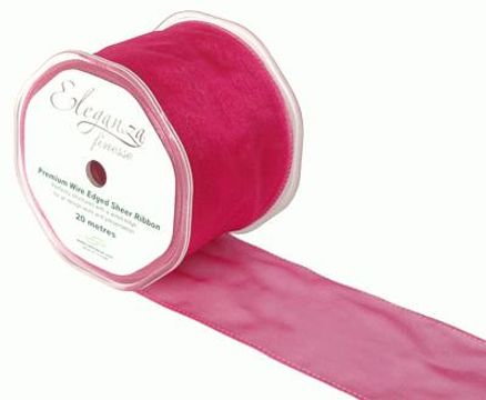 70mm x 20m Deep Cerise - 70mm Wire Edge Ribbon - Ribbons
