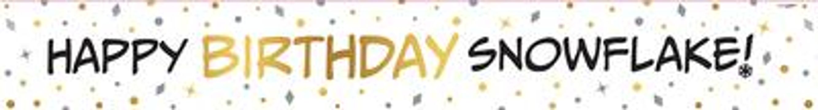 9ft Banner Happy Birthday Snowflake Metallic - Everyday Banners
