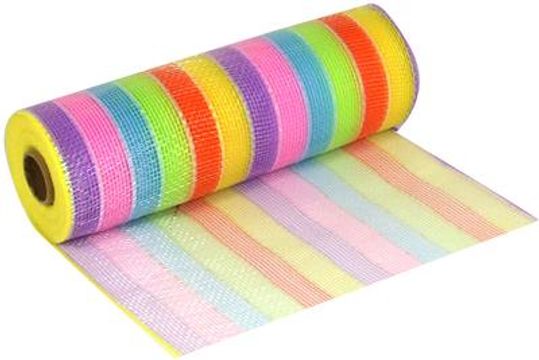 Eleganza Deco Mesh Pastel Rainbow 25cm x 9.1m (10yds) Pattern