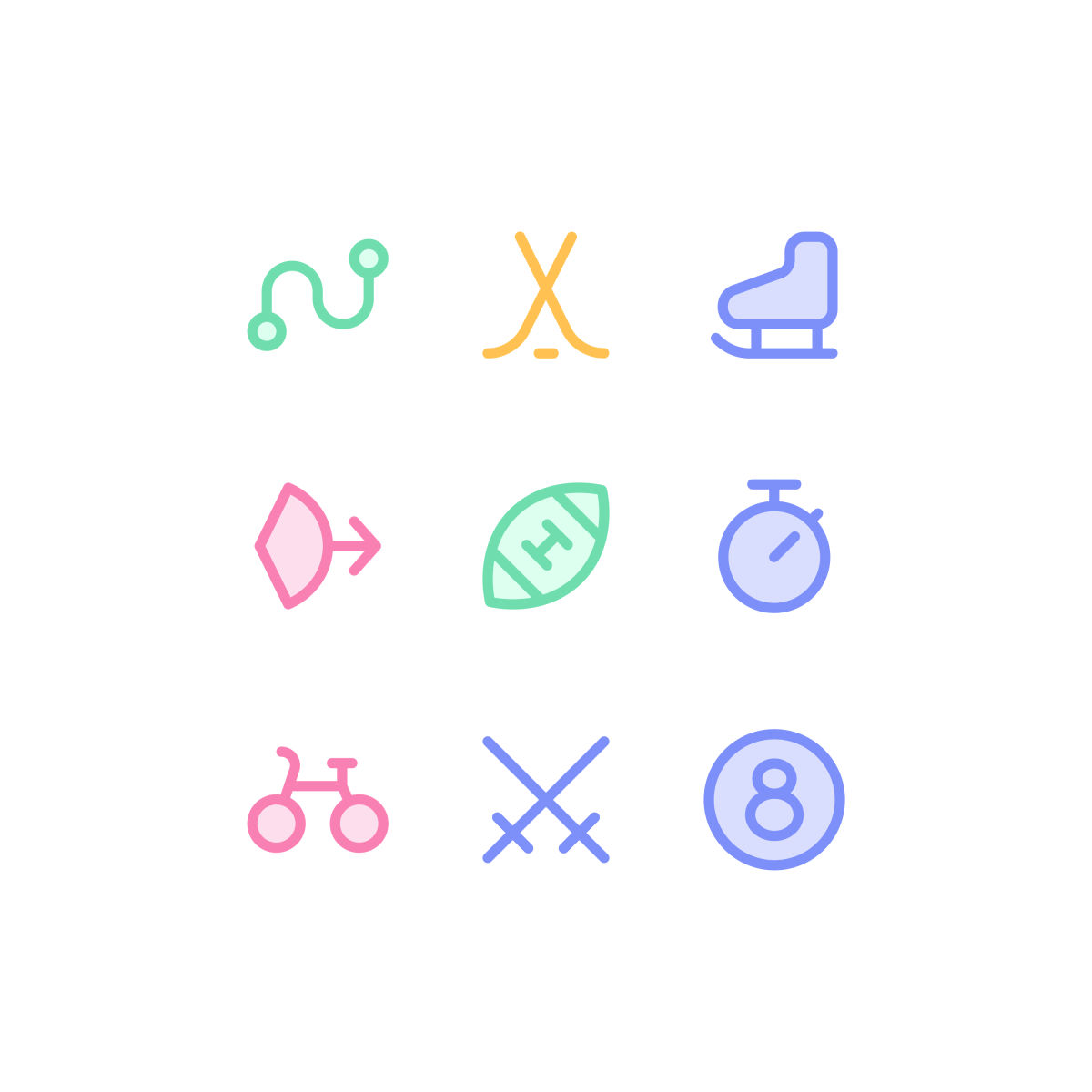 Sport System Icons Set - JSON, Lottie, MP4, GIF