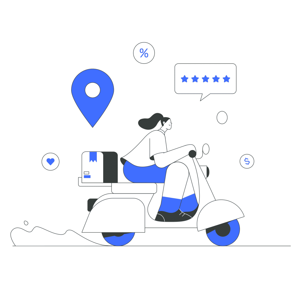 Download Motor Scooter Delivery animation in Lottie JSON