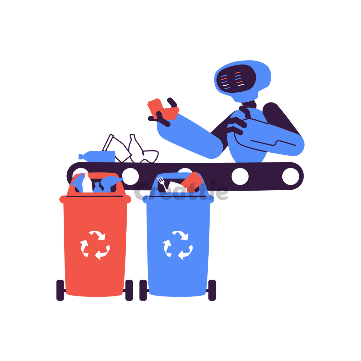 Download AI Sorting Waste animation in Lottie JSON