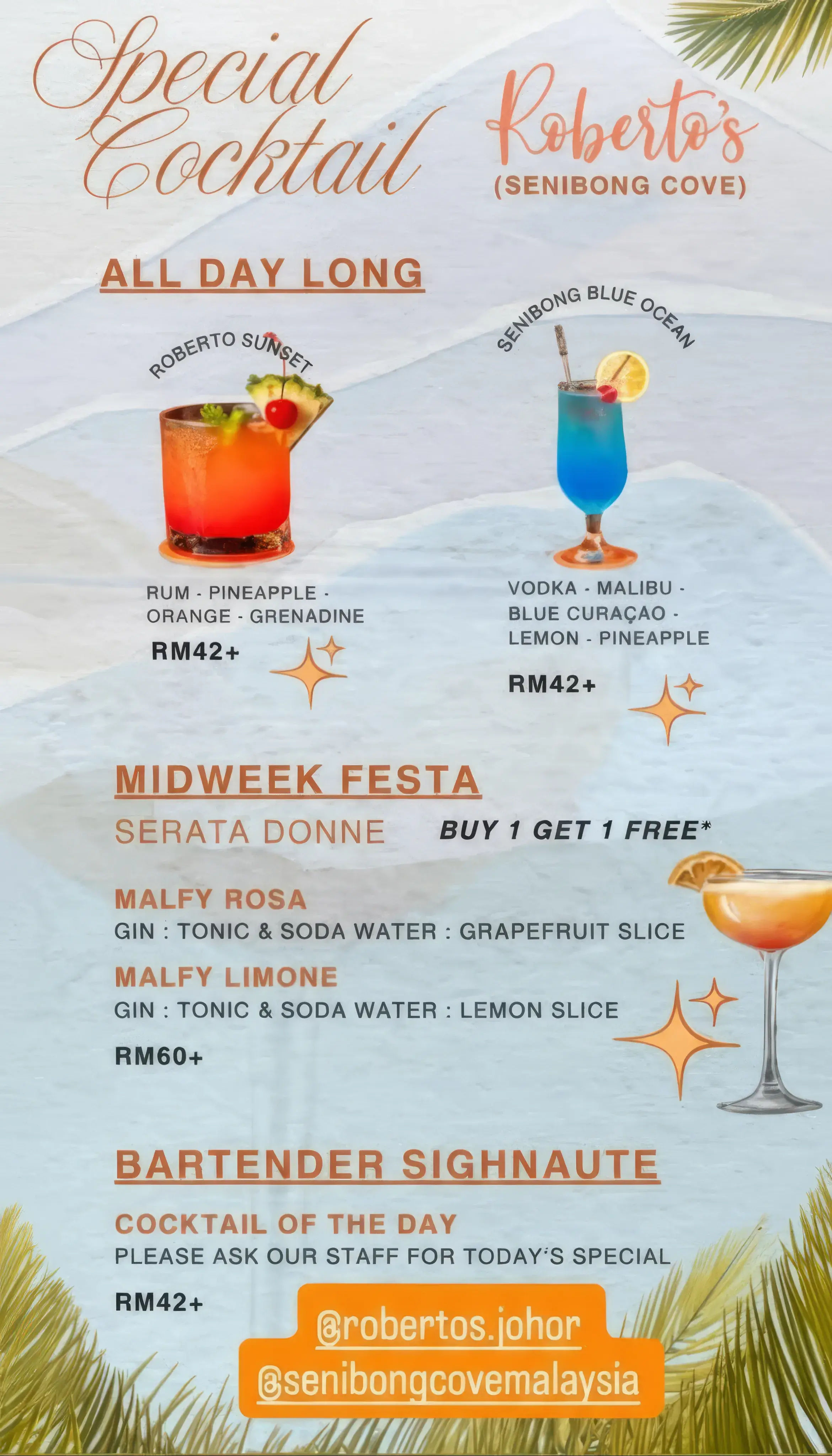 All-Day Special Cocktails at Roberto’s Senibong Cove - Food Community ...