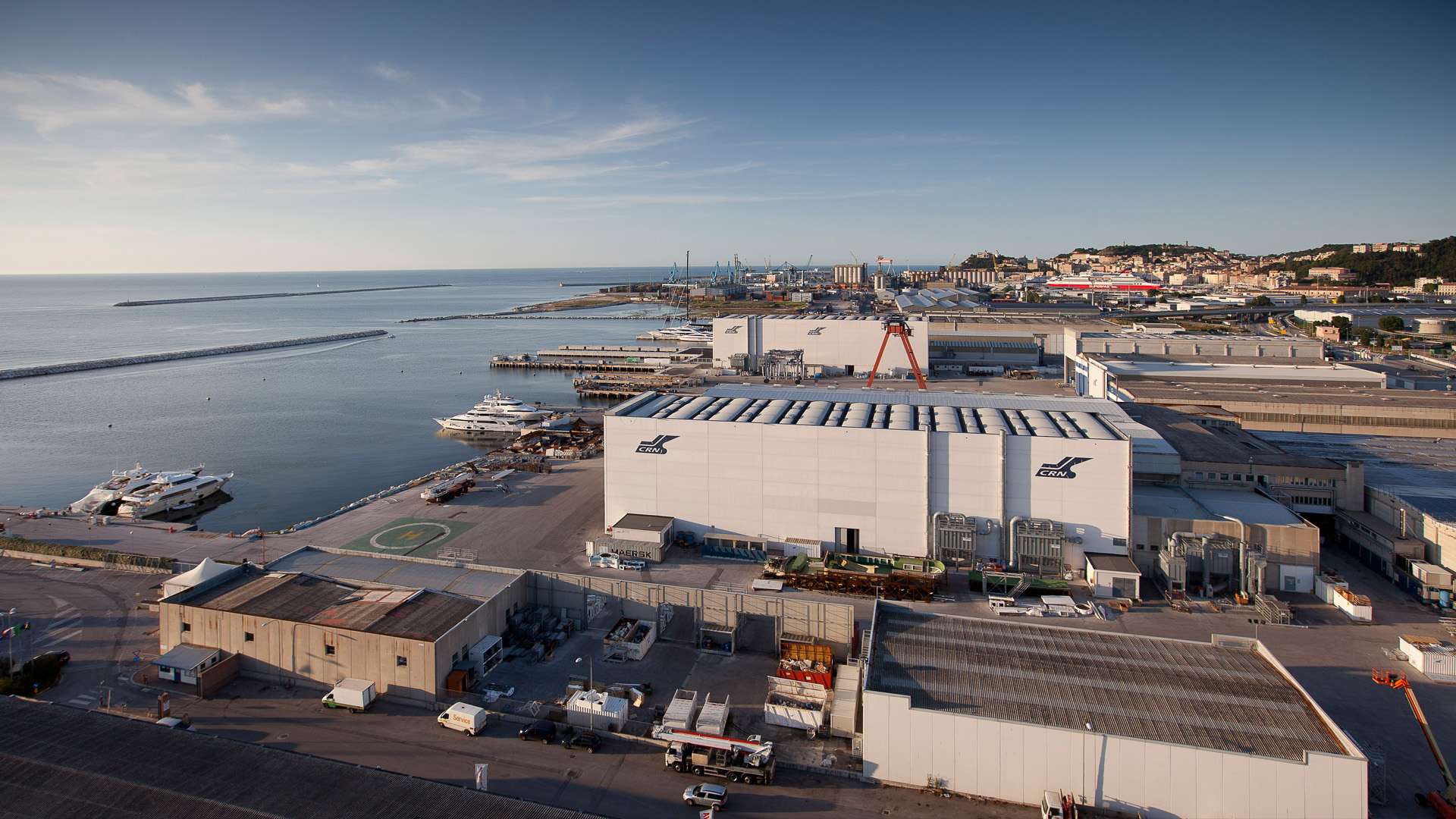 Work continues on the new 79 metre M/Y CRN 135 at the Ancona shipyard ...