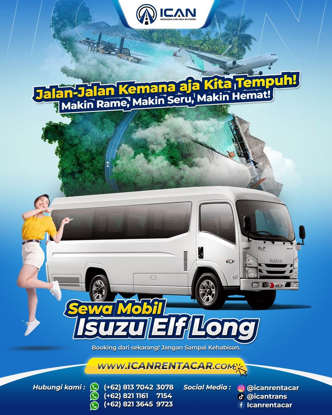 Sewa Mobil Isuzu Elf Jakarta | 100% Murah Rental Mobil Elf Short & Long 19 seat