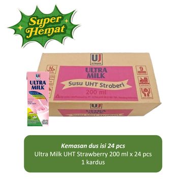 Jual Ultra Milk UHT Strawberry 200 ml x 24 pcs Kemasan Dus | Sayurbox
