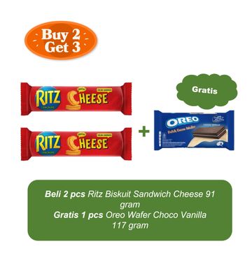 Jual Beli 2 Ritz Biskuit Sandwich Cheese 91 gram Free 1 Oreo Wafer ...