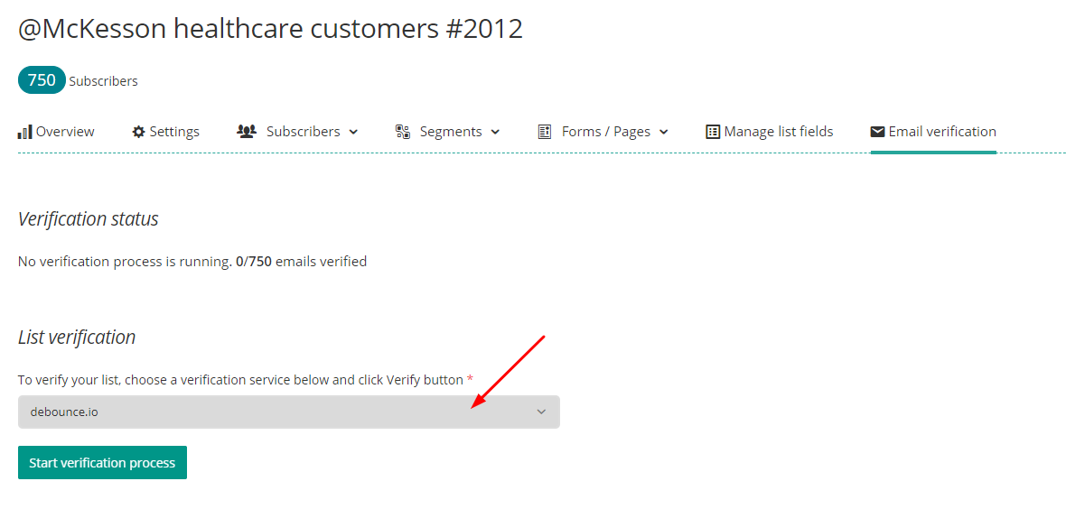 Acelle Mail Email Verification Integration - DeBounce
