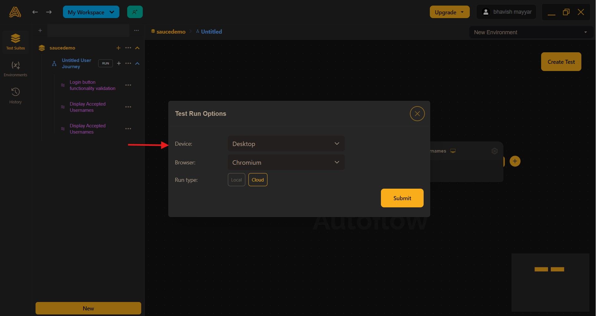 Running a Test - AutoFlow Studio - Learning Center and Docs