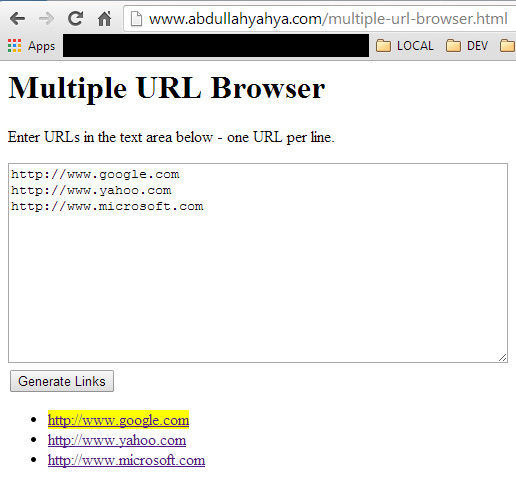 Multiple URL Browser - Abdullah Yahya