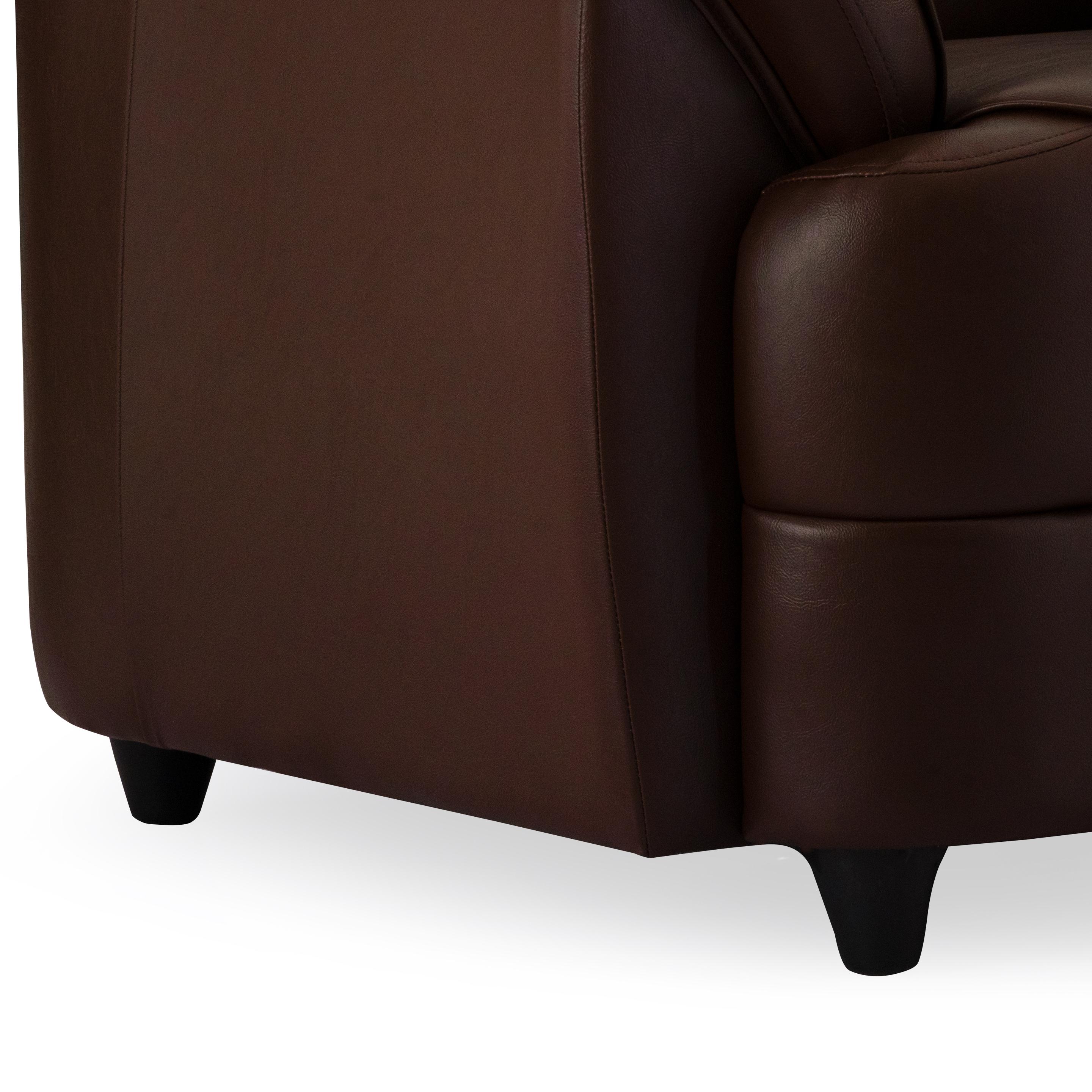 Buy Berry Three Seater Cocoa Brown Premium Leatherette Sofa Online at ...