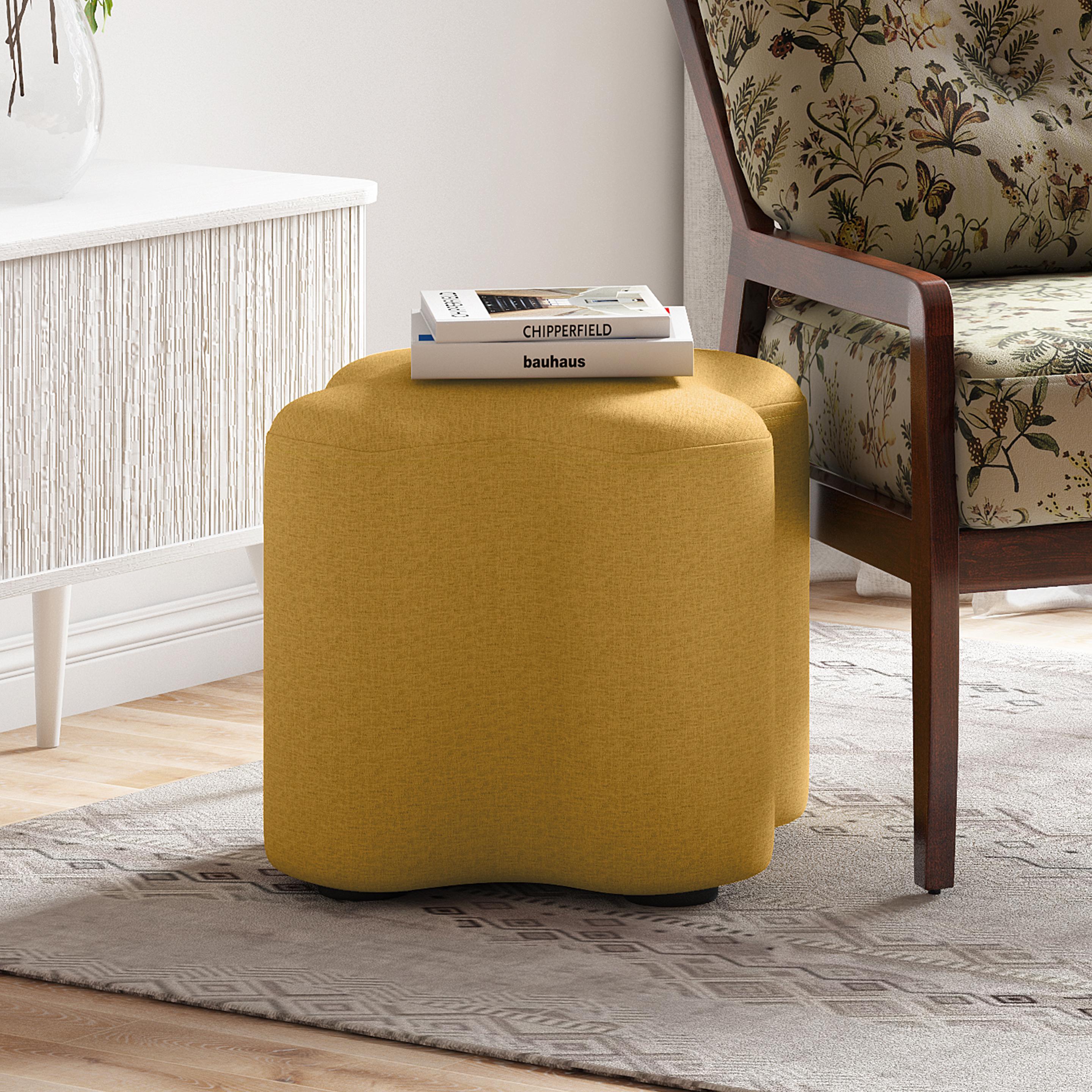 Buy Lucy Mustard Yellow Fabric Pouffe Online at Durian