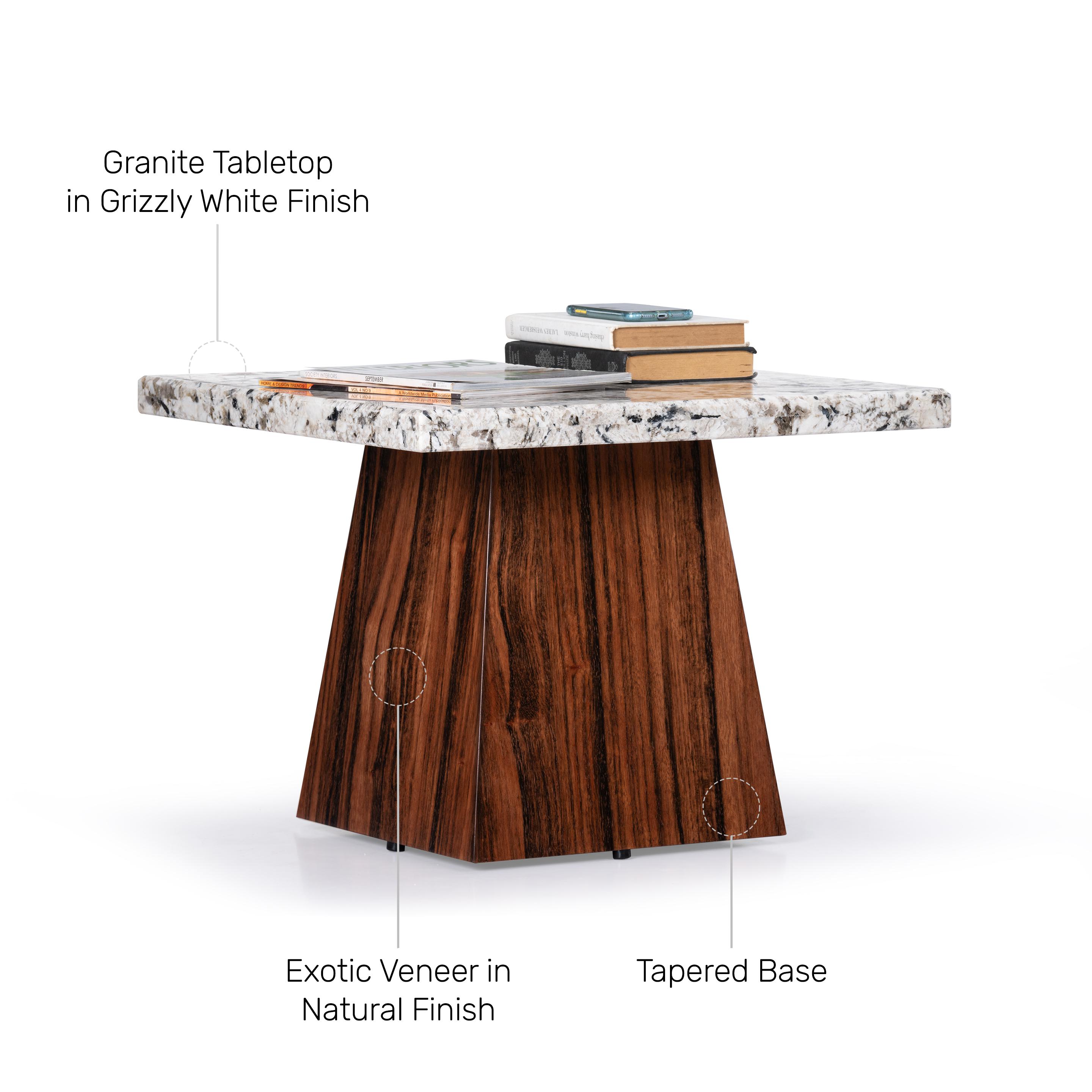 Buy Hannah Brown White Veneer Granite Side Table Online At Durian