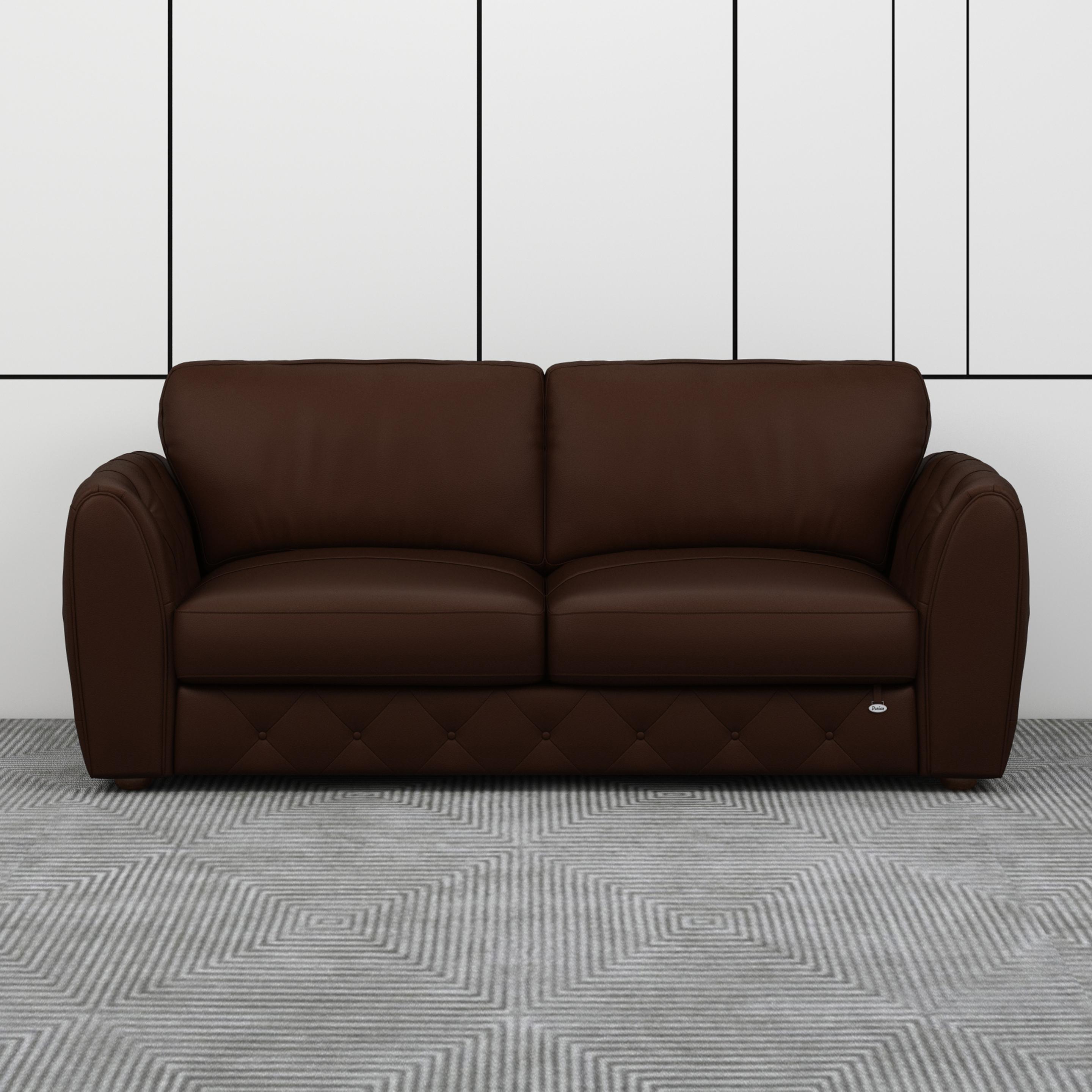 Buy Julian Three Seater Cocoa Brown Leatherette Sofa at Durian