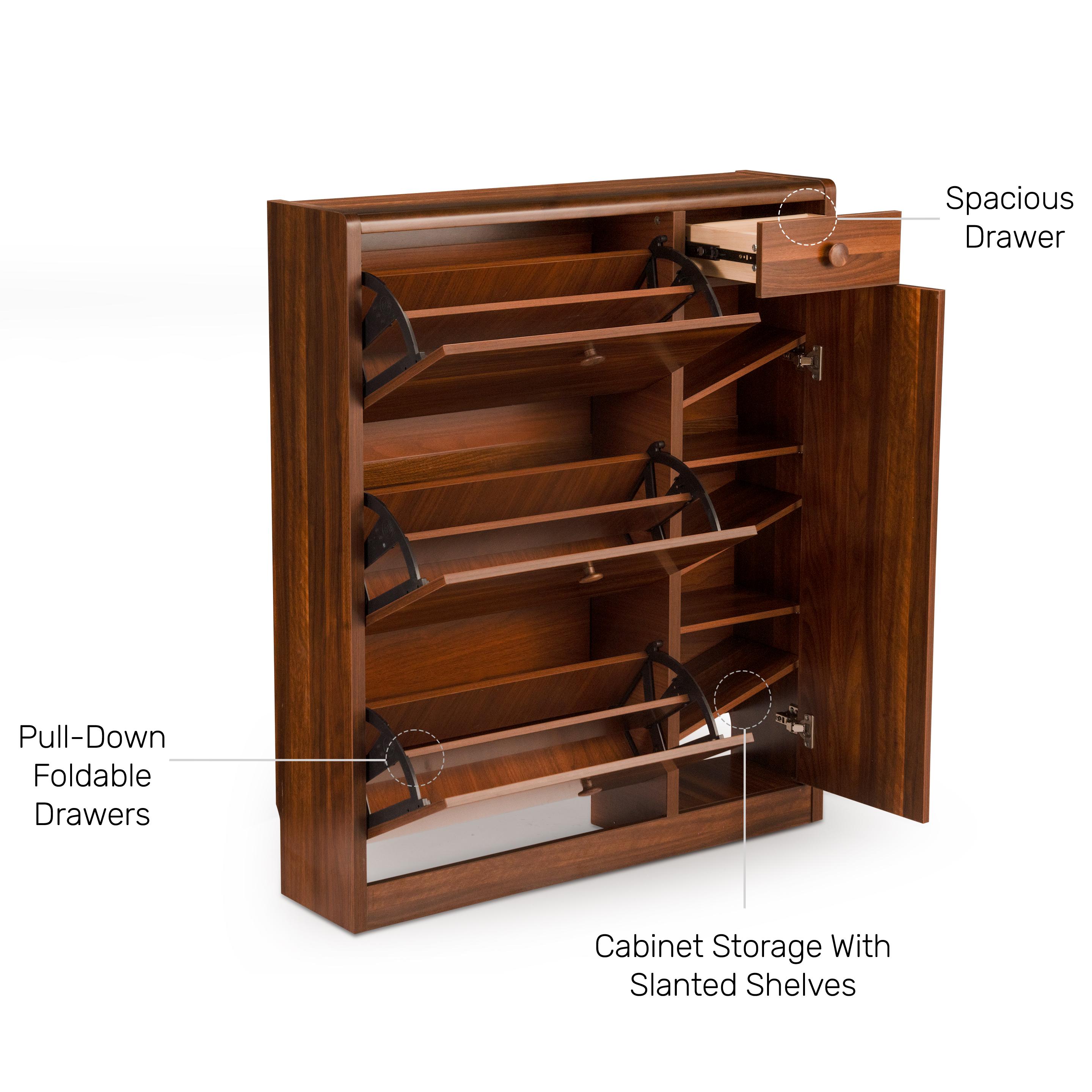Buy Fernando A Walnut Brown Wooden Shoe Cabinet Online at Durian